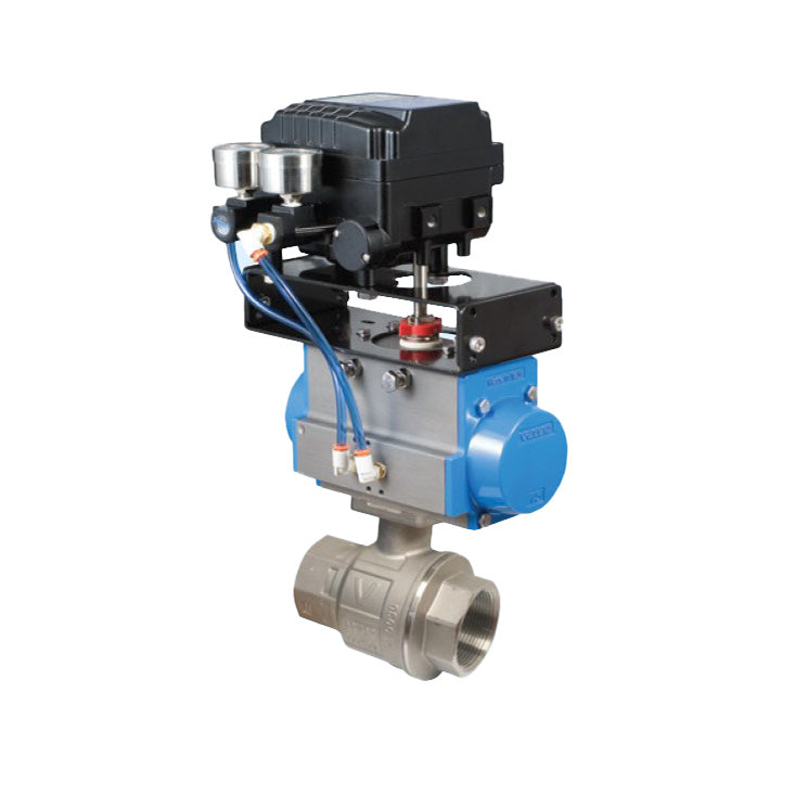 BONOMI V-PORT CONTROL VALVE WITH VALPRES SERIES 700076 2-PIECE NPT ST ...